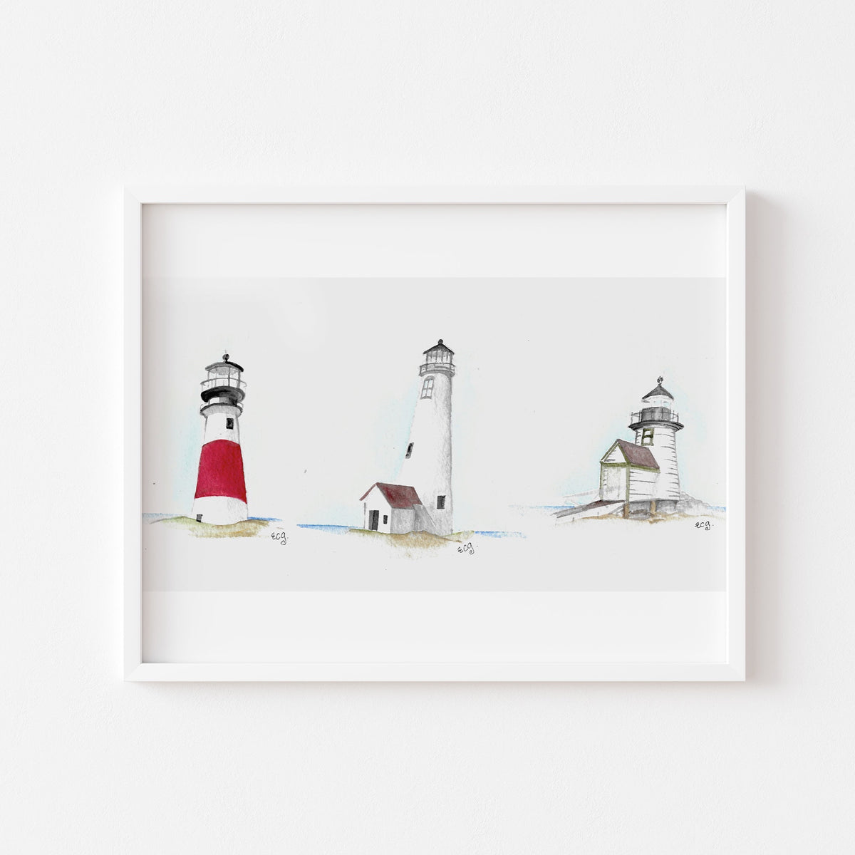 Nantucket's Three Lighthouses Art Print – Front Porch Studio Nantucket